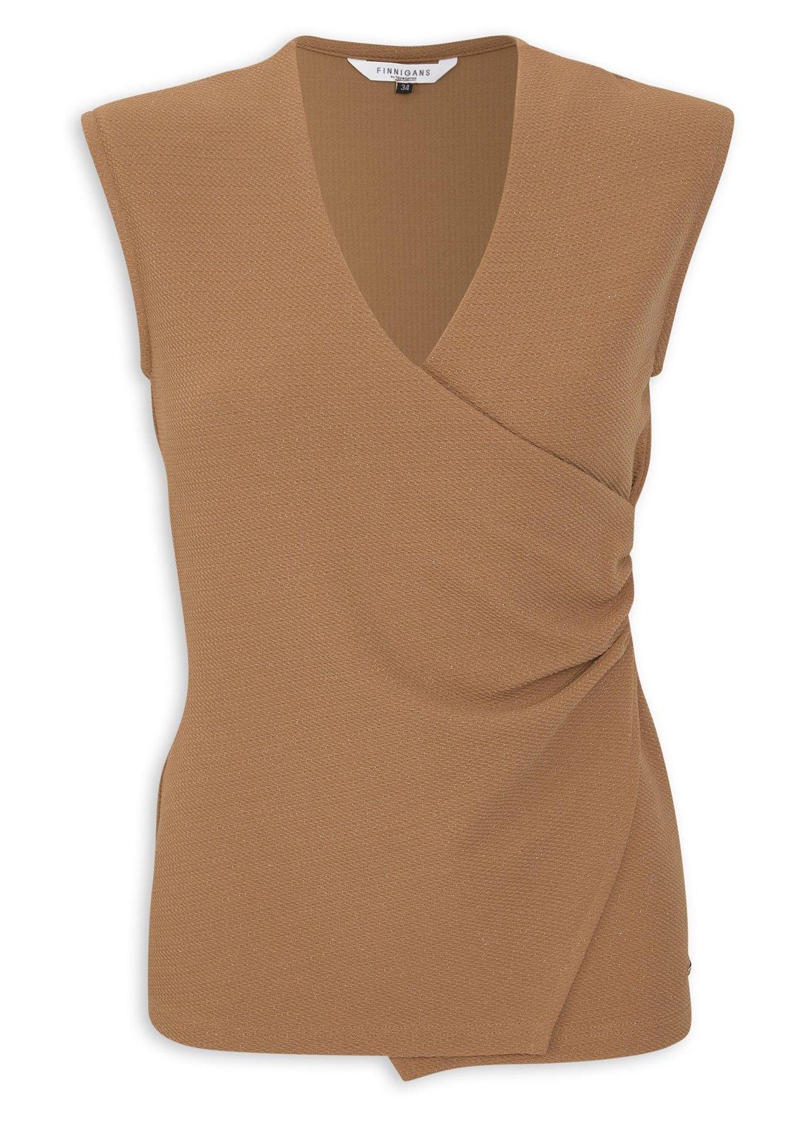 Tan Wrap Front Sleeveless Top (3253135) | Finnigans