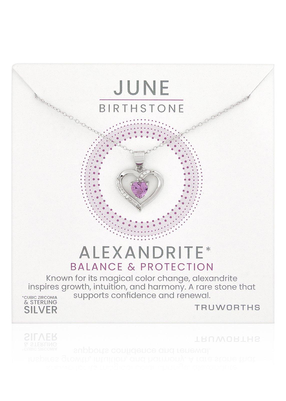 June Birthstone Heart Pendant Chain (3253714) | Sterling Silver