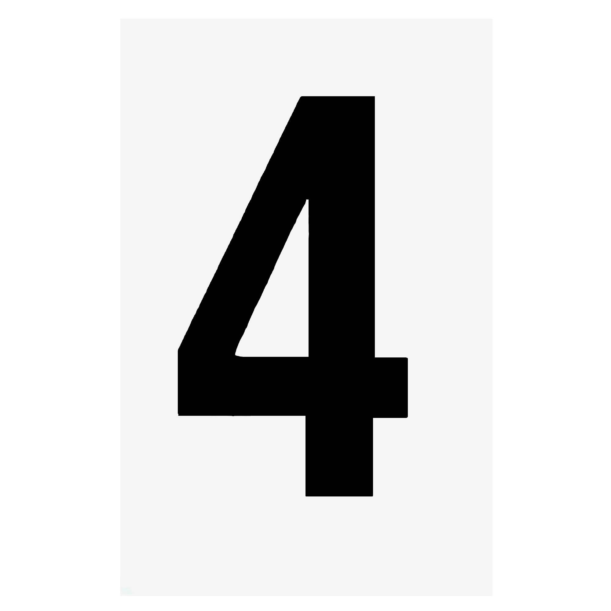 Black Number 4 on White Background