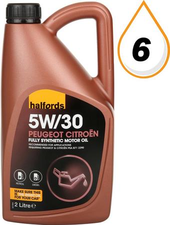 Halfords 5W30 Peugeot/Citroen Fully Synthetic Oil 2 L | Engine Oil ...