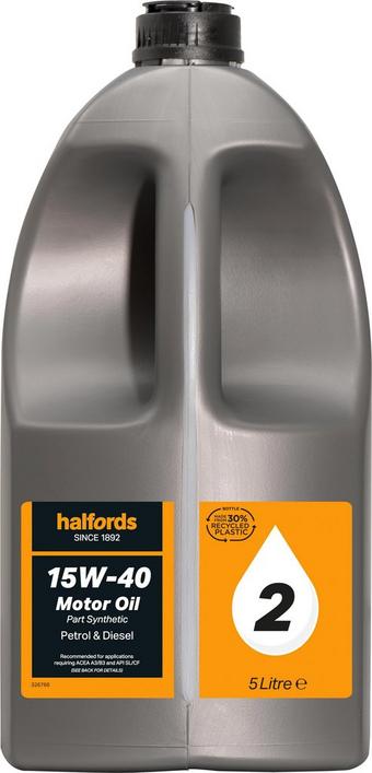 Halfords 15W40 Part Synthetic Oil 2 - 5 Litres | Halfords UK