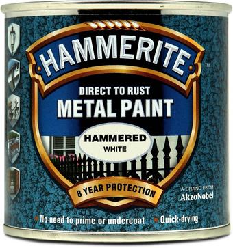 Hammerite Direct to Rust Metal Paint Hammered White 250ml | Halfords UK
