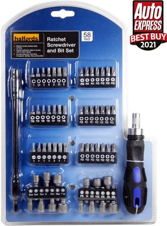 Halfords 58 piece Ratchet Screwdriver & Bit Set | Halfords UK