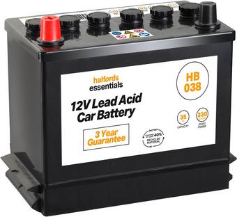 Halfords HB038 Lead Acid 12V Car Battery 3 Year Guarantee | Halfords UK