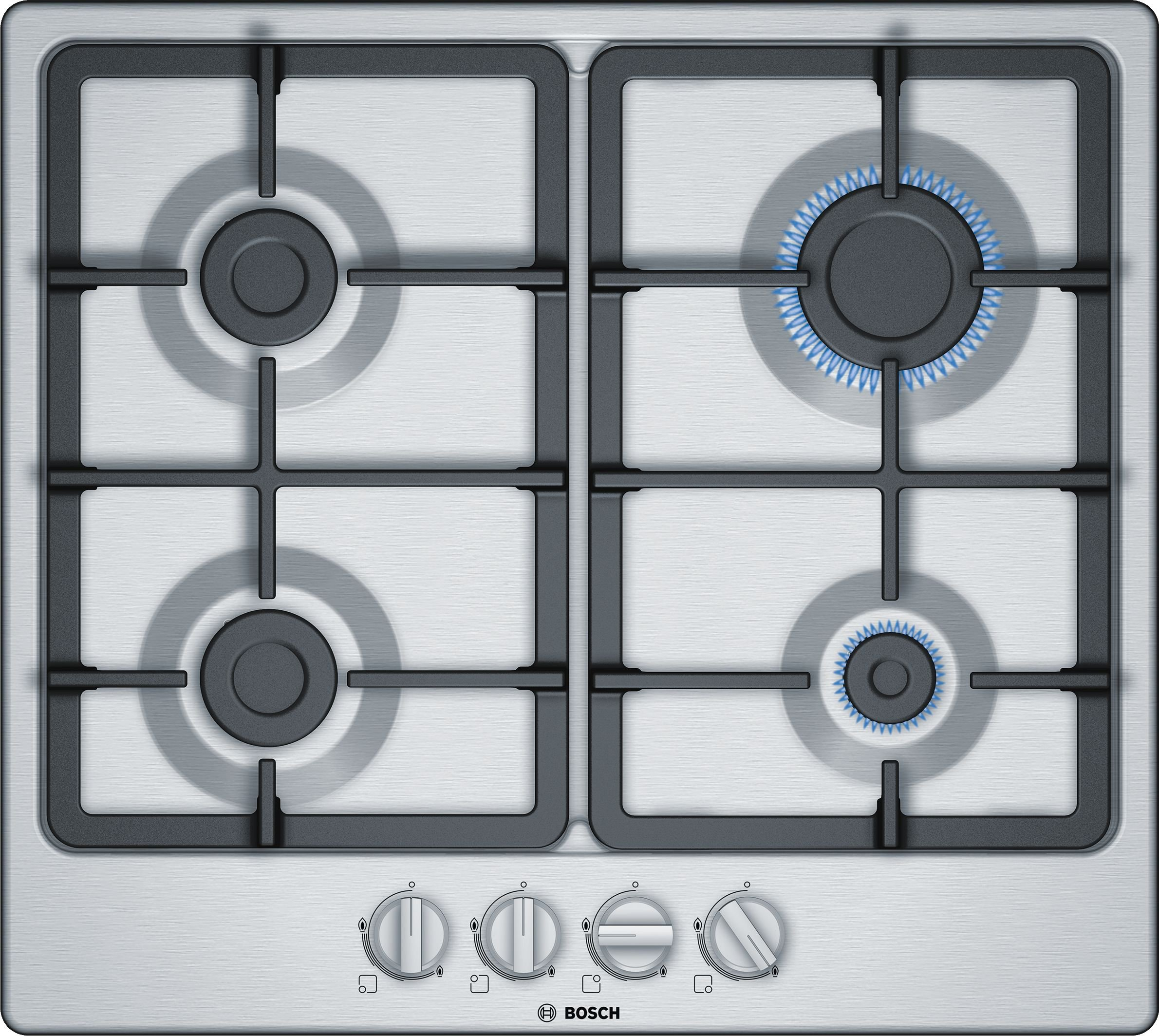 Bosch PGP6B5B90 Series 4 60cm Stainless Steel Gas Hob