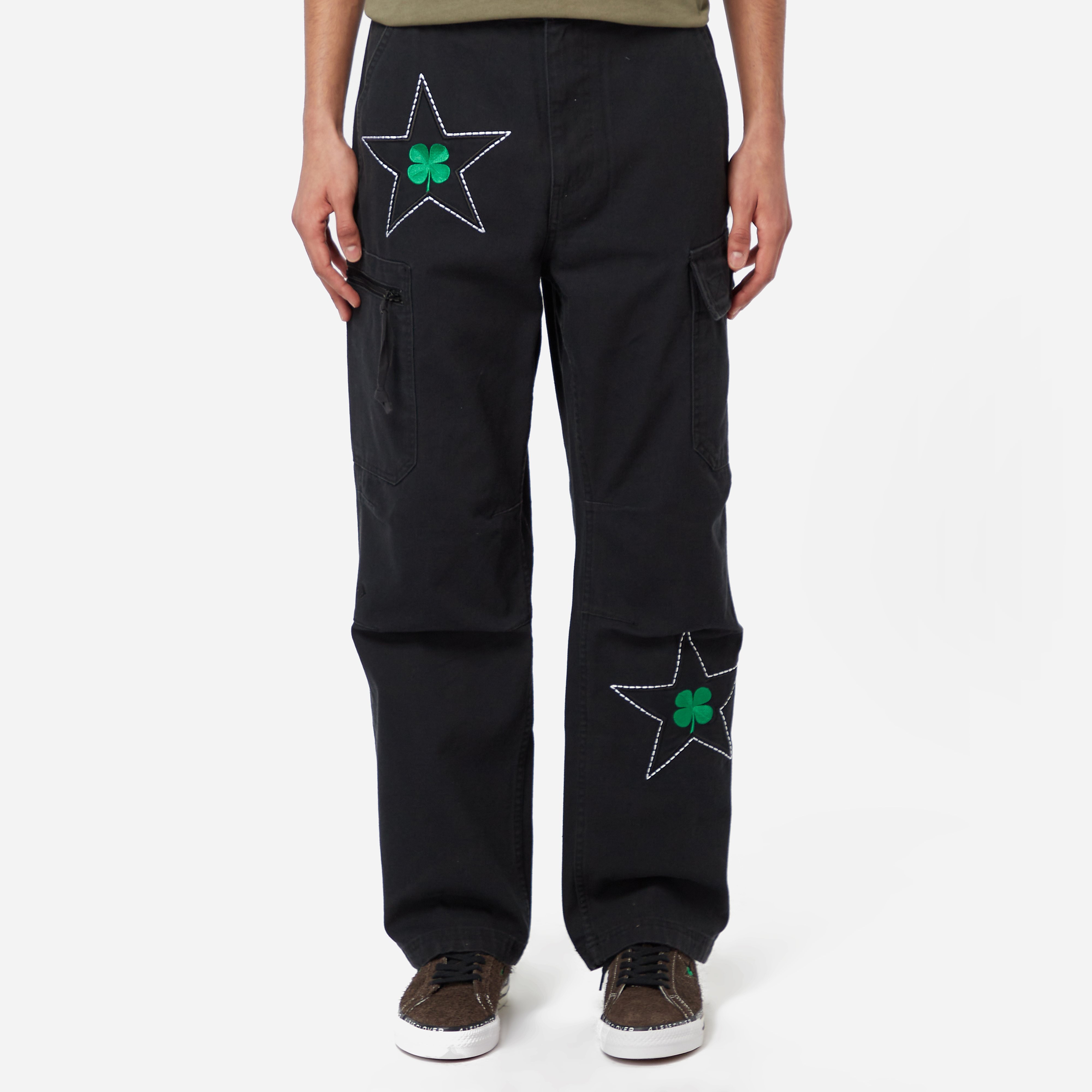 Converse x Patta 4 Leaf Clover Cargo Pants, Black | The Hoxton Trend