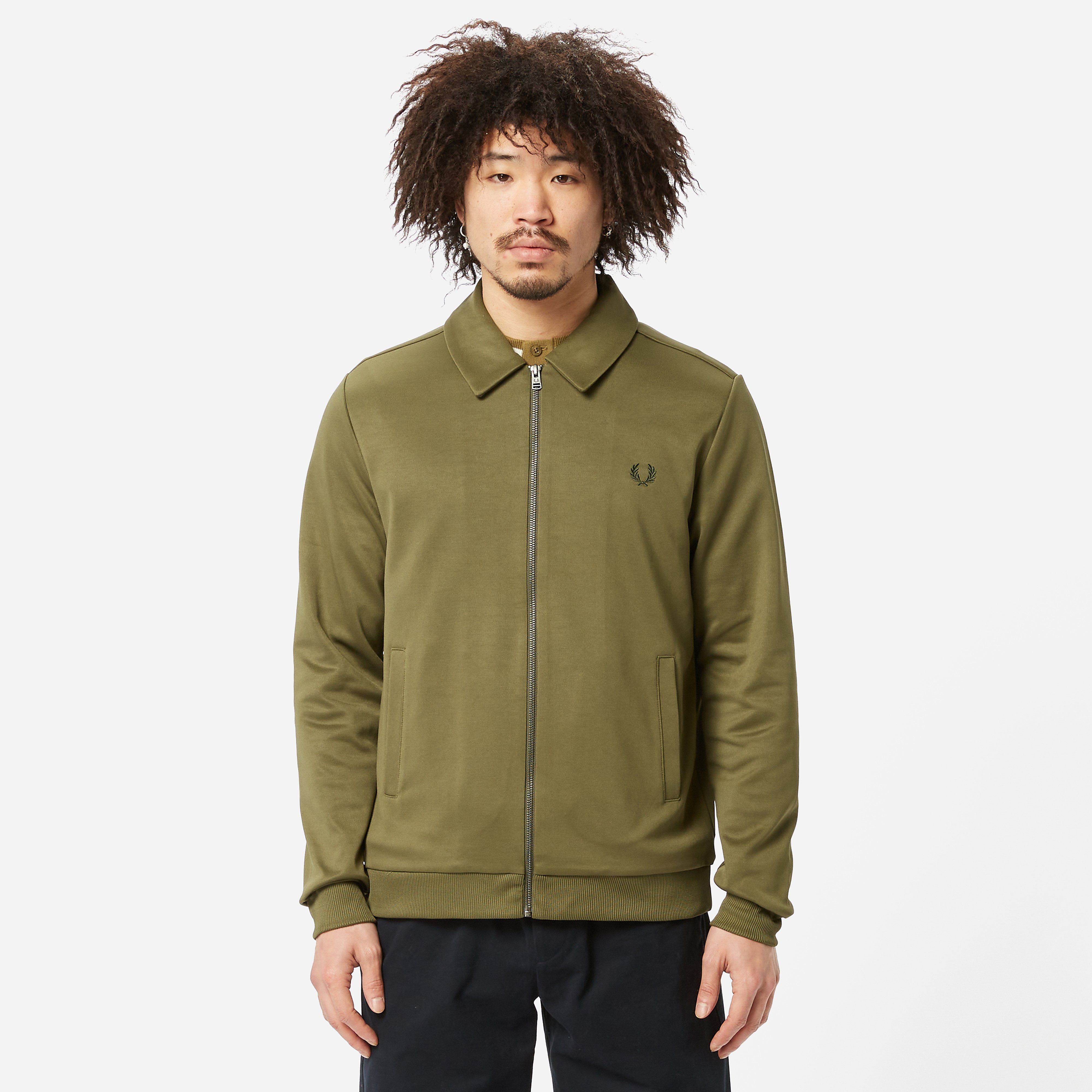 Fred Perry Collared Zip-Through Track Jacket, Green | The Hoxton Trend