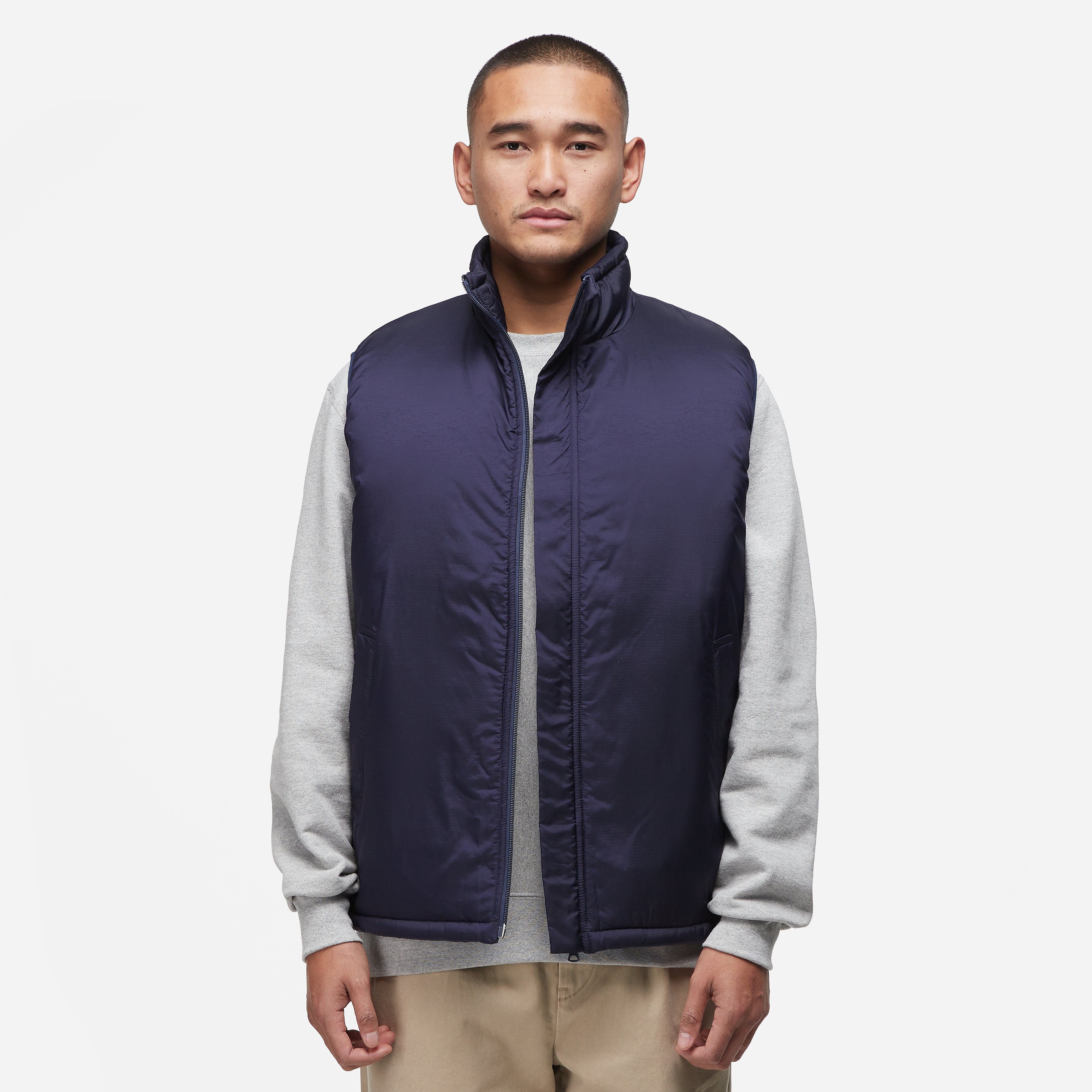 Beams Plus Mil Puffer Vest, Navy - Curated Menswear