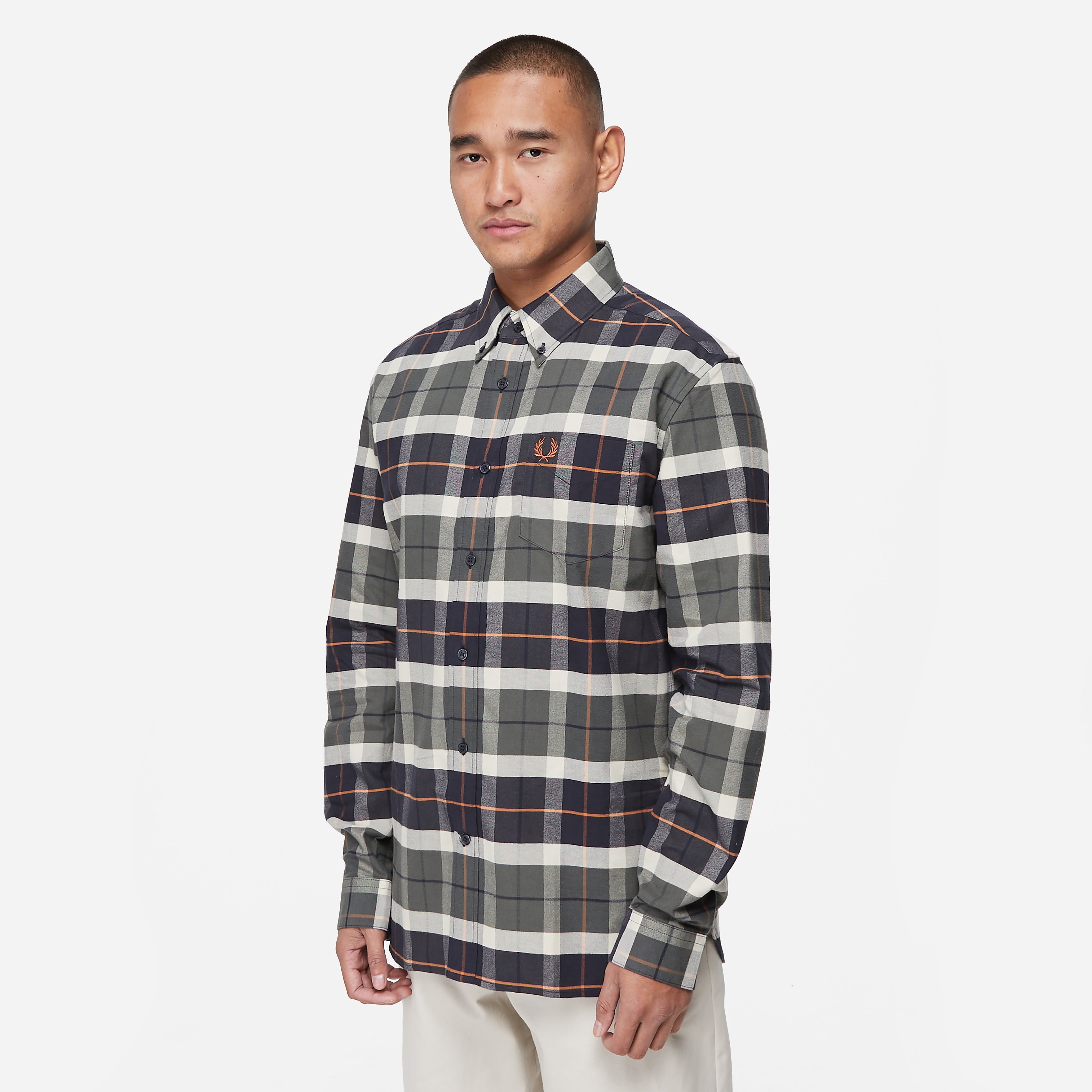 Fred Perry Brushed Tartan Shirt, Green - Curated Menswear