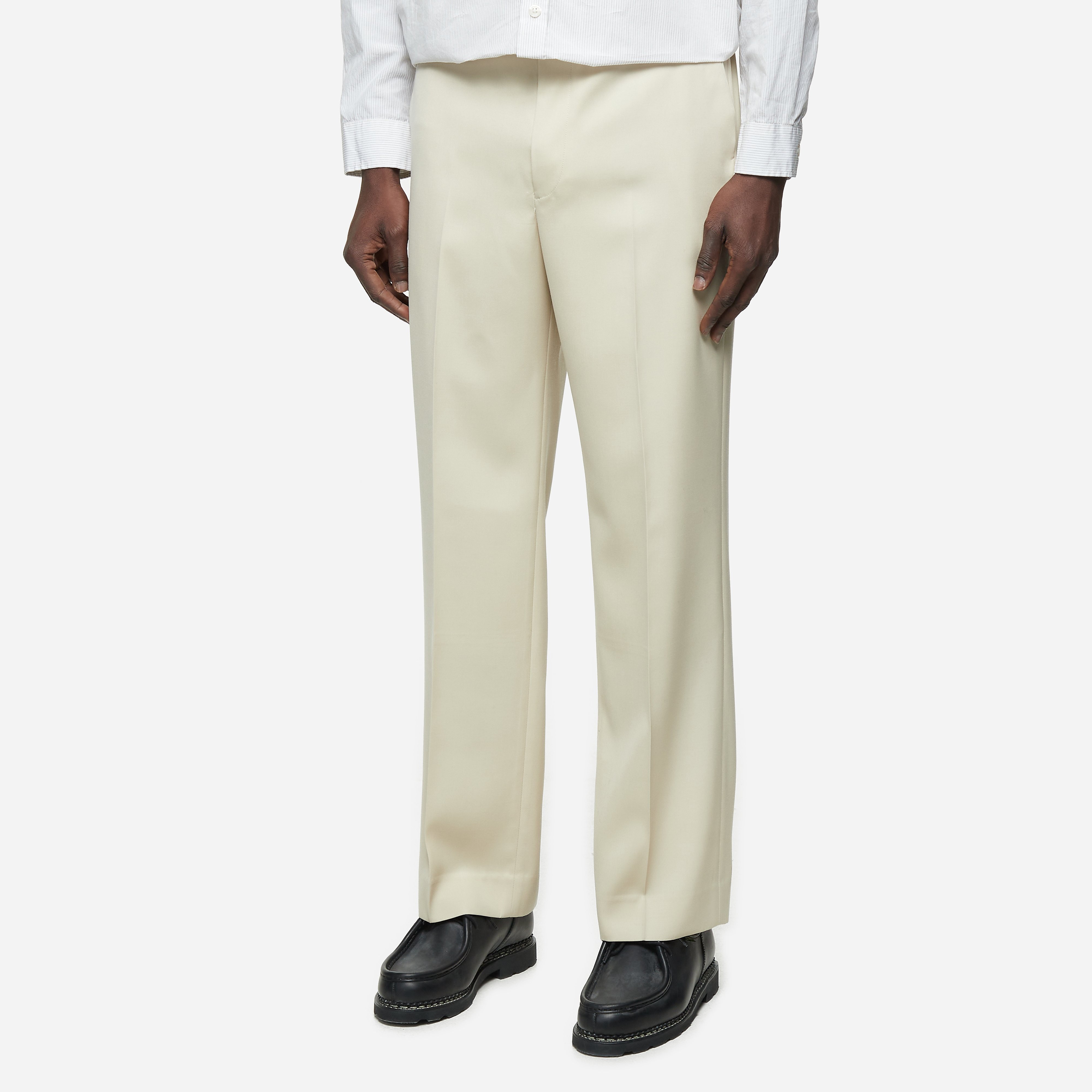 Auralee Light Wool Slacks, White - Curated Menswear