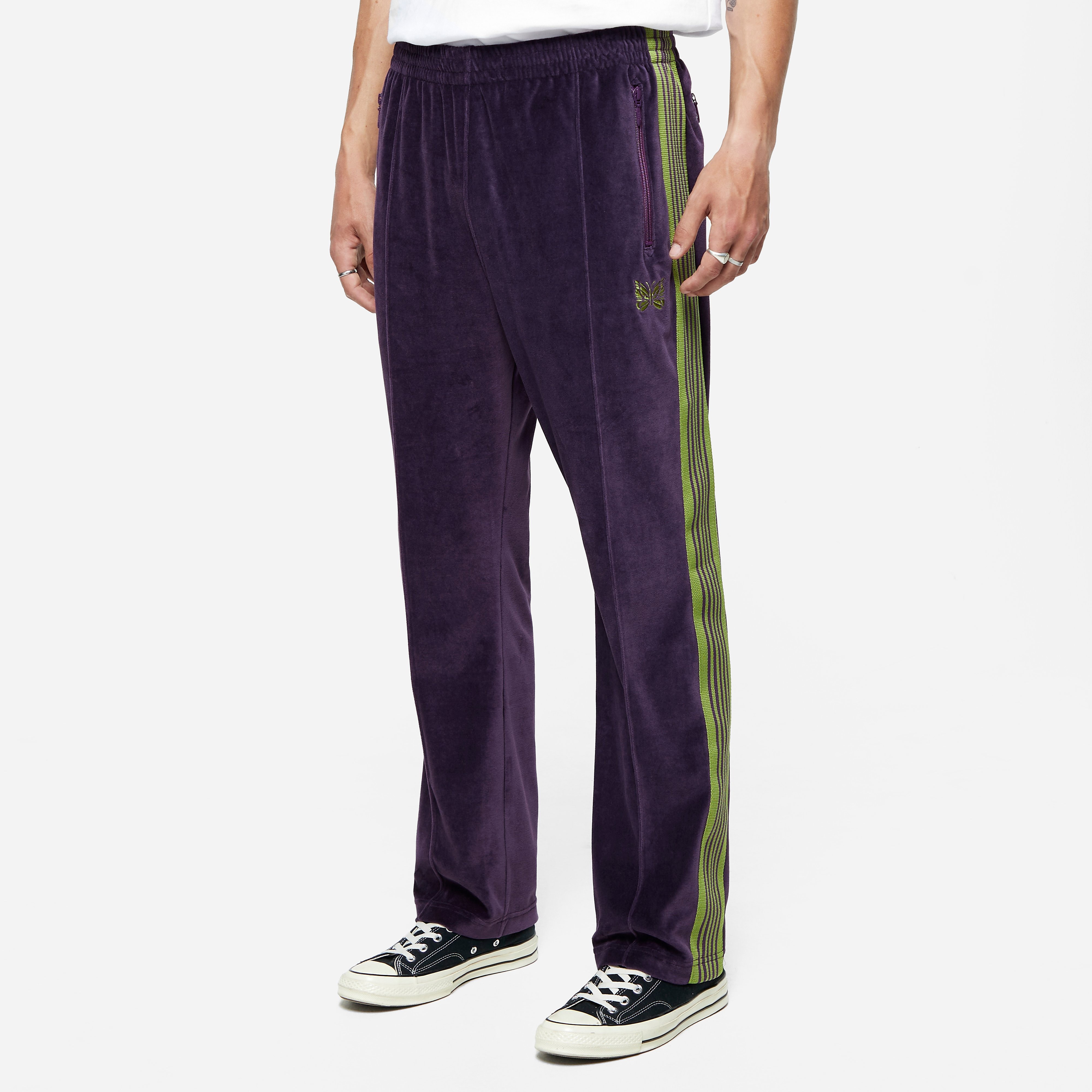 Needles Velour Track Pant, Purple - Curated Menswear