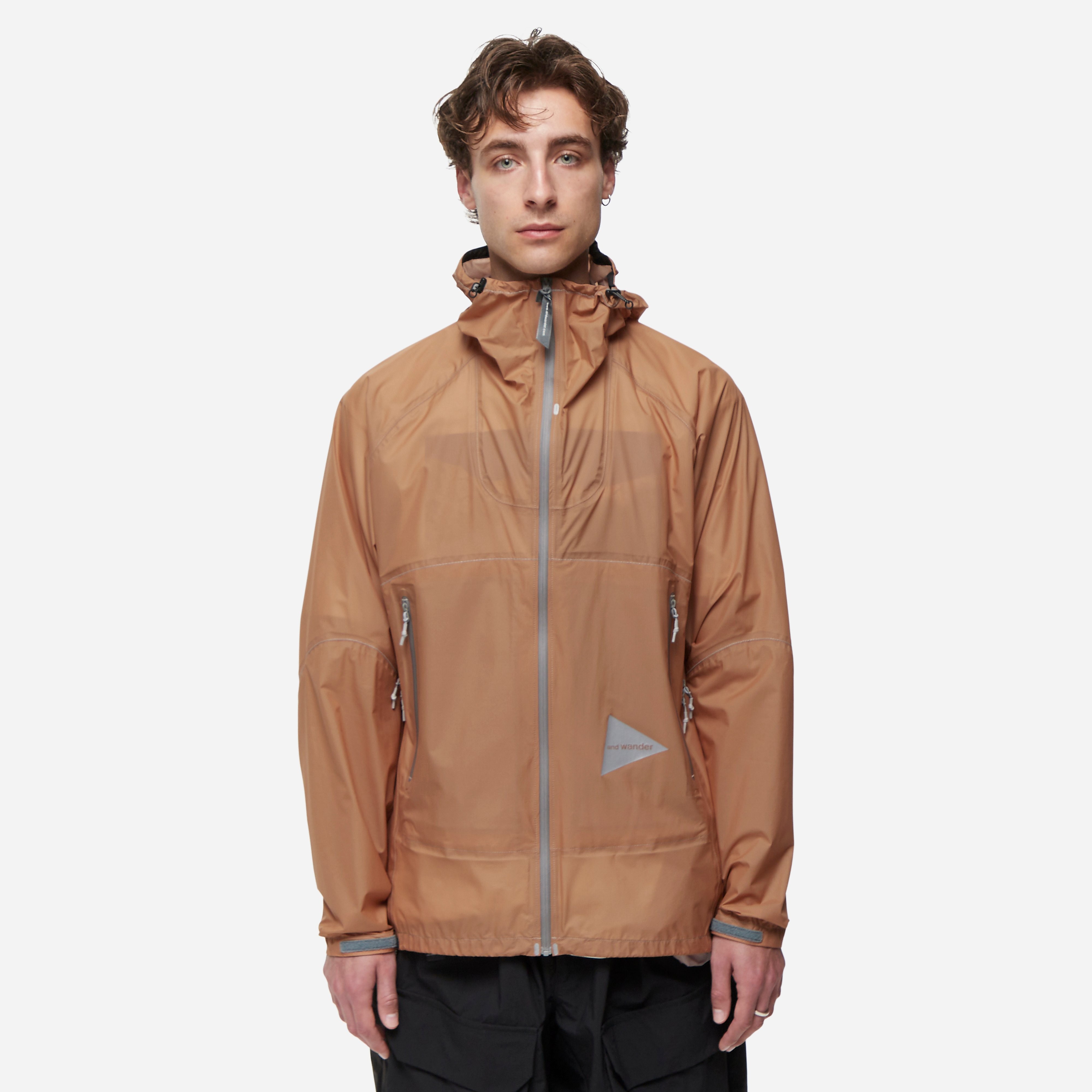 and wander 3L Ultralight Rain Jacket, Pink - Curated Menswear
