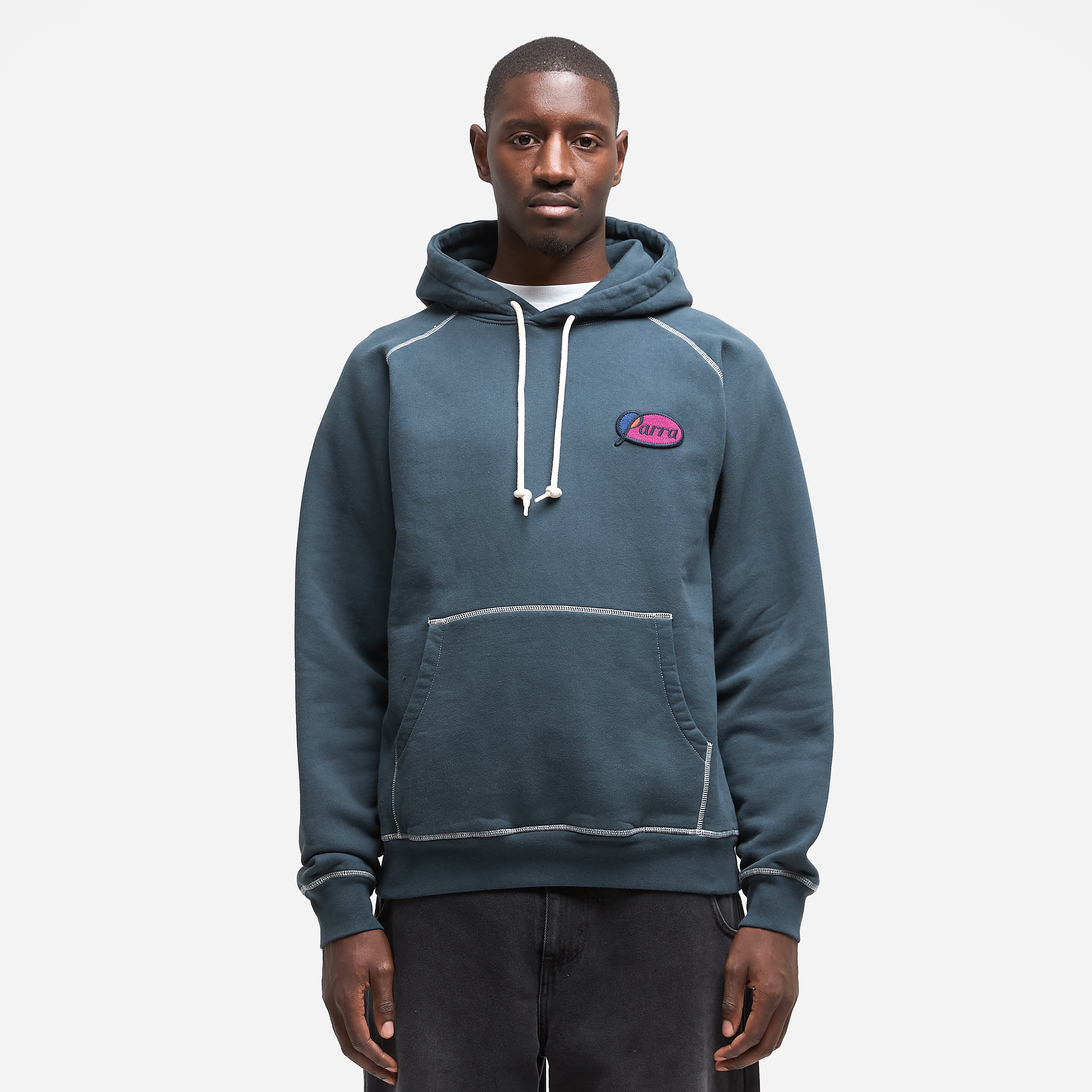 by Parra Circled Script Hoodie, Blue - Curated Menswear